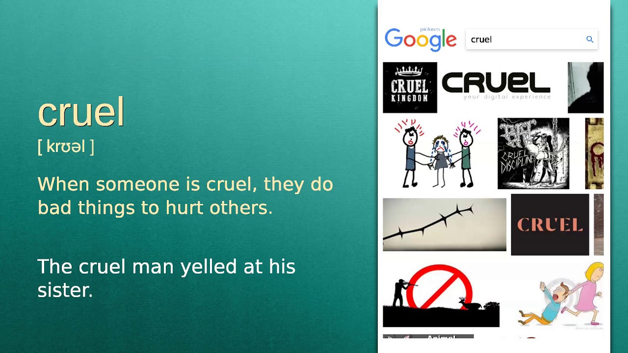 Cruel : B1 level english vocabulary lesson, www.LipLix.com - YouTube