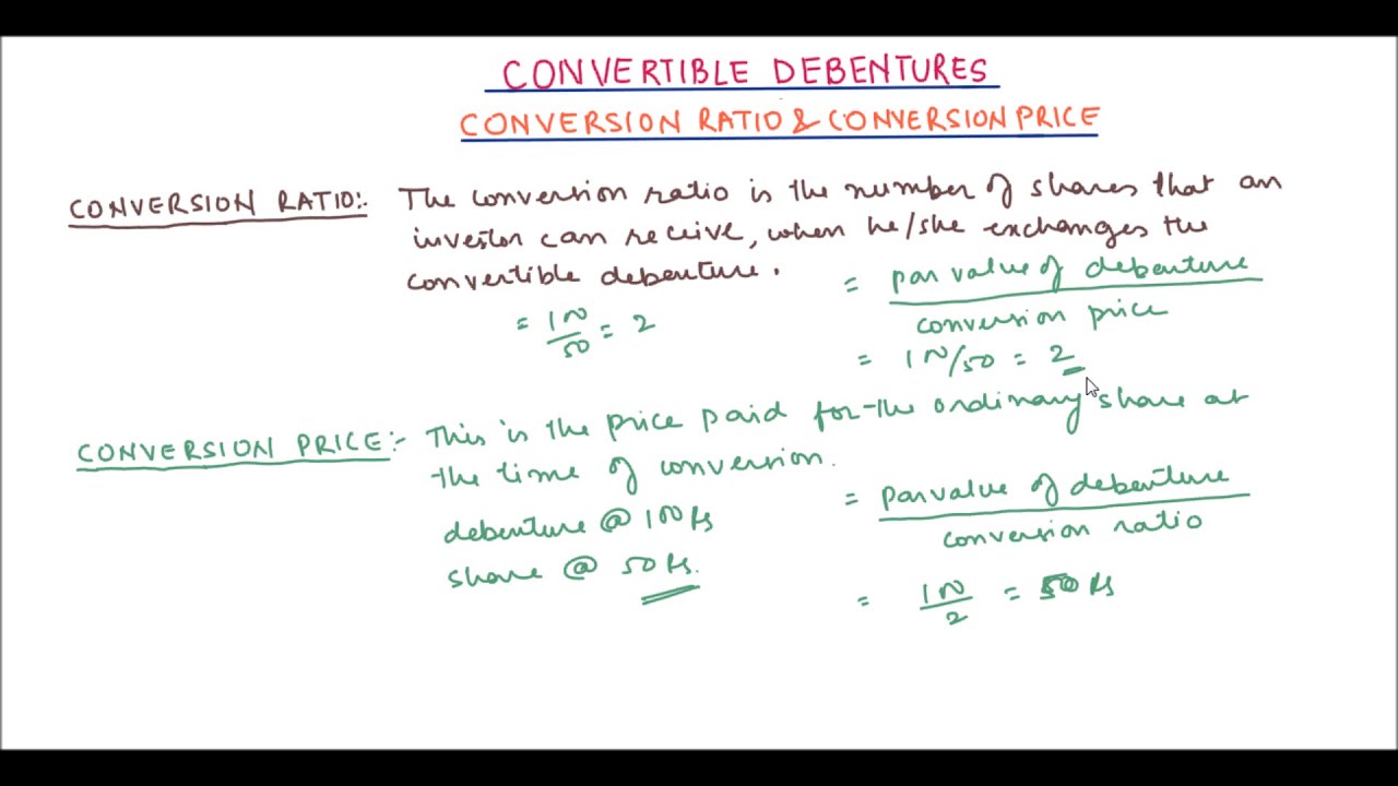 Conversion ratio and Price of debenture - YouTube