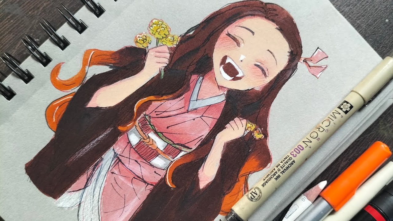 How to draw Nazuko form demon slayer - YouTube