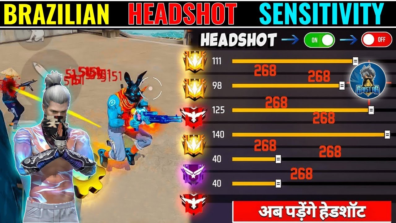 BRAZILIAN PLAYERS HEADSHOT SENSITIVITY FREE FIRE 🔥 || 2GB,3GB,4GB RAM ...