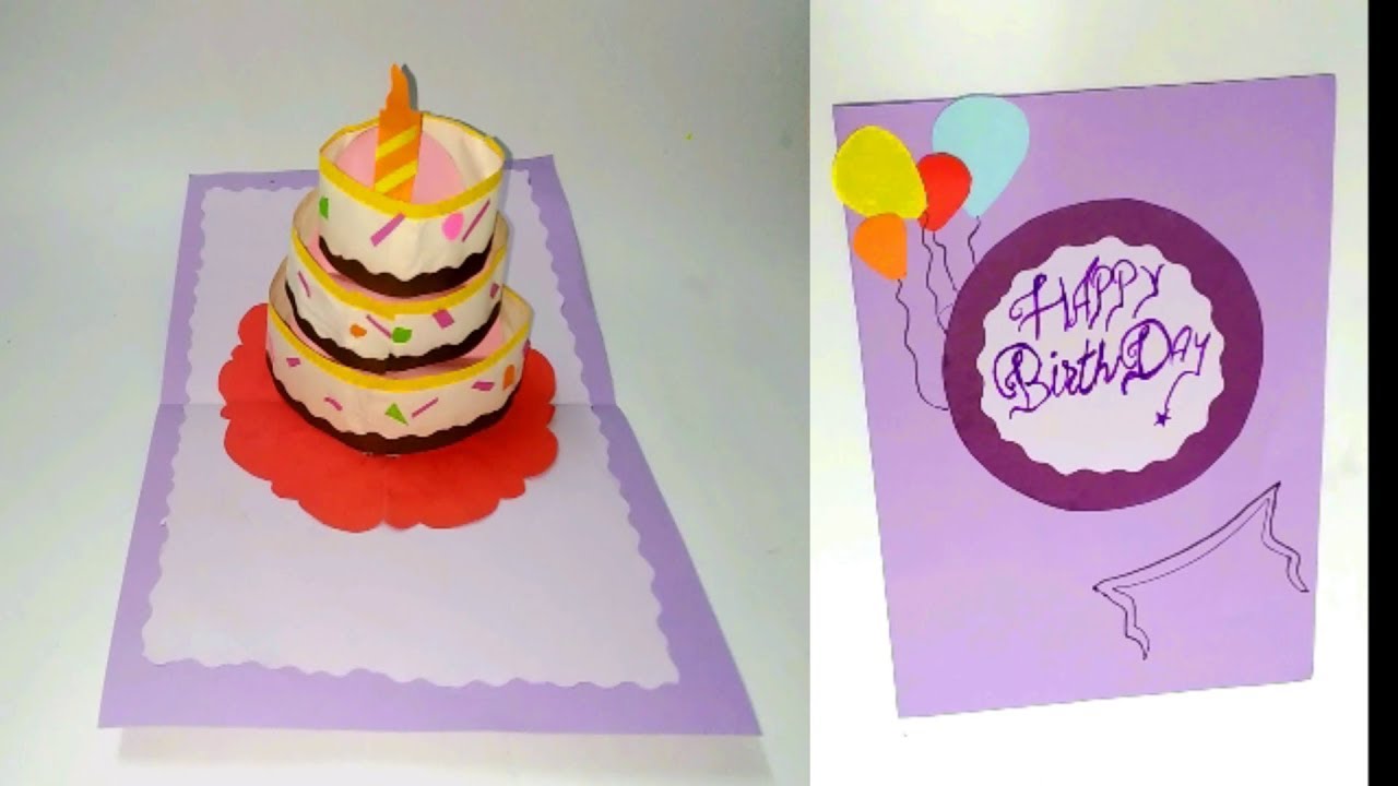 Beautiful Handmade Birthday card idea||3d cake pop up card|| - YouTube