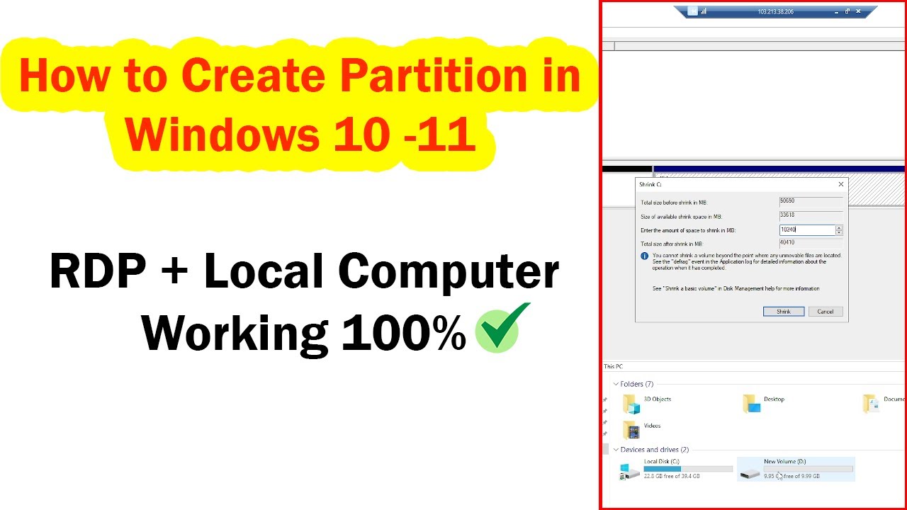 How to Create Partition in Windows RDP or Local Computer 2024 - YouTube