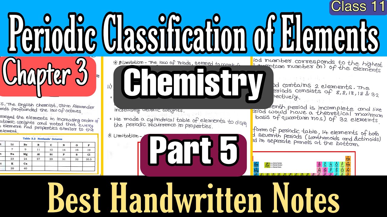 Periodic Classification (Part-5) Handwritten Notes and Explanation ...