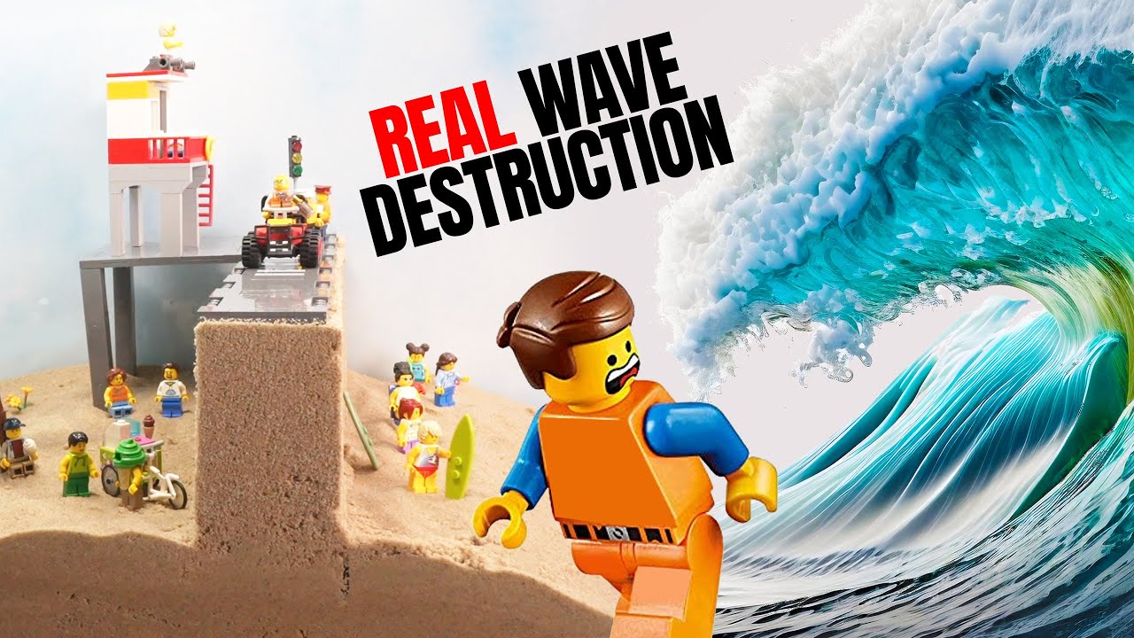 Tsunami Dam Breach Experiment - Wave Machine Destroys LEGO city - YouTube
