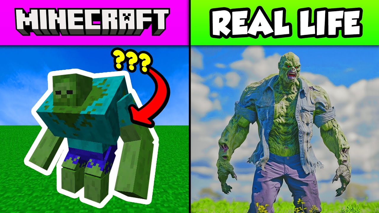 MINECRAFT VS REAL LIFE | Ultra Realistic Minecraft Mobs Comparison in ...
