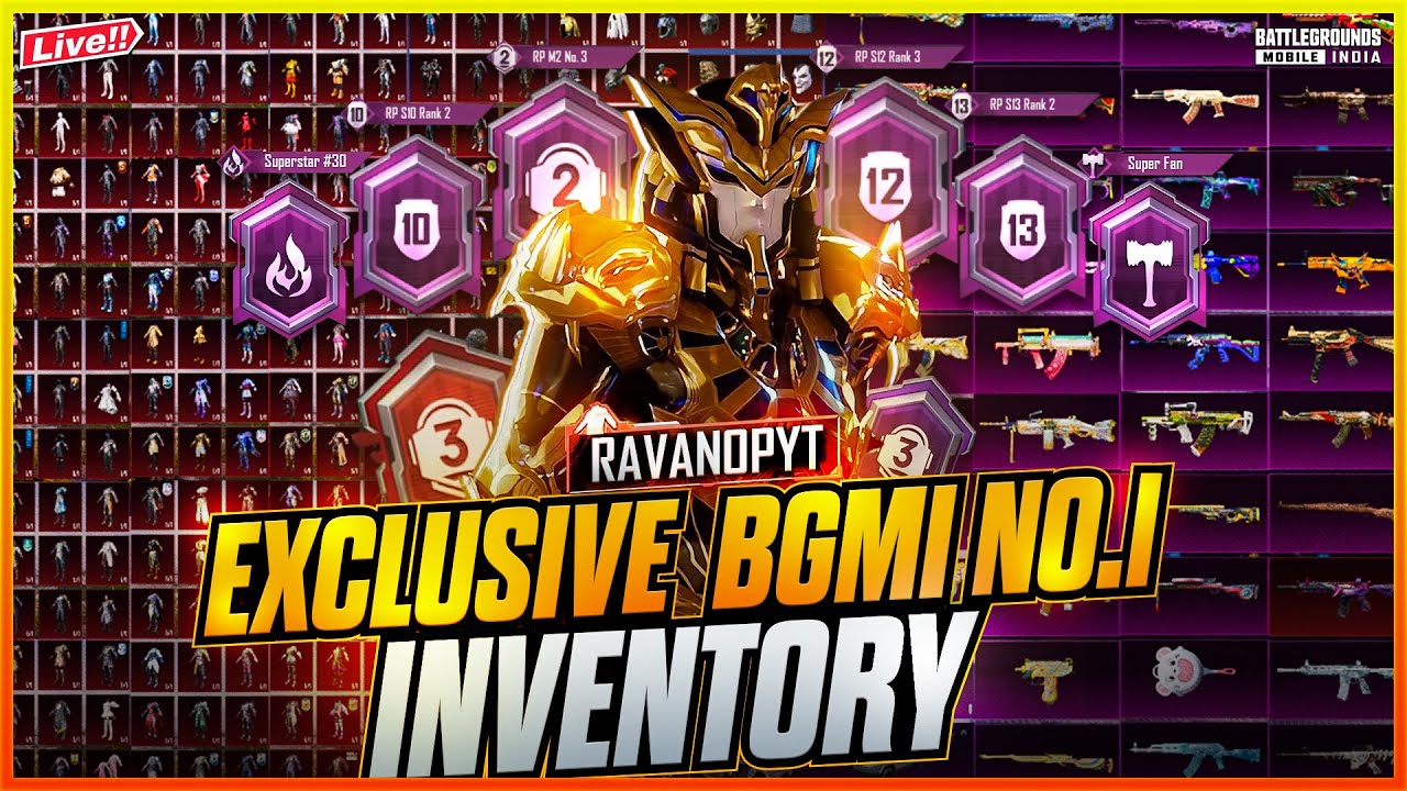 BGMI NO 1 INVENTORY | 550 PLUS MYTHICS | NSG HARSH @BattlegroundsMobile ...