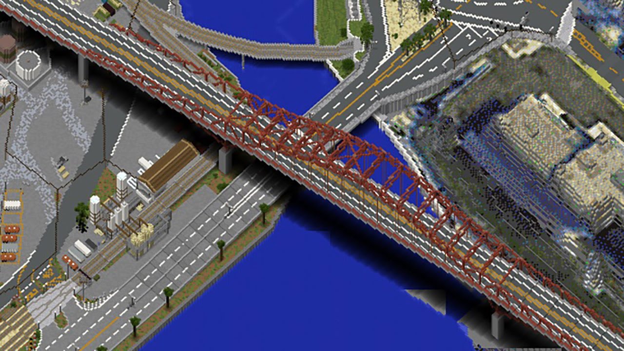 GTA 5 in Minecraft #53 | RED BRIDGE + STADIUM - YouTube