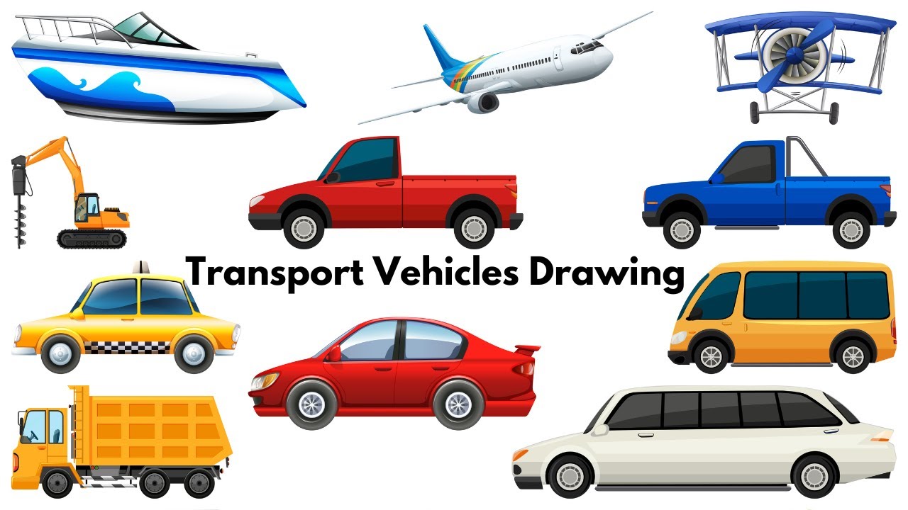 Transport Vehicles Drawing: Car, Plane, and Helicopter!" 🚗 ️🚁 - YouTube