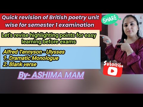 Quick revision of British poetry - Ulysses by Alfred Tennyson, Dramatic ...