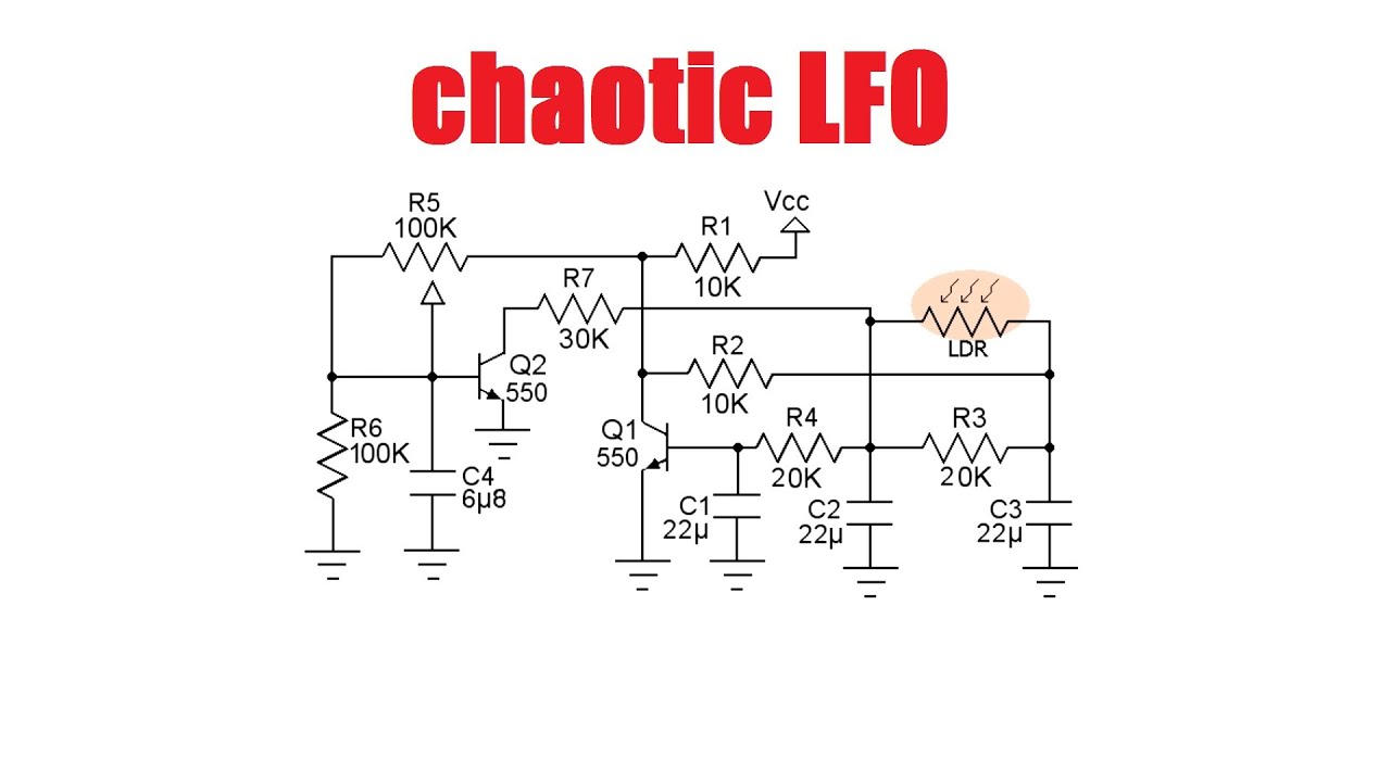 Light controlled transistor RC phase shift chaotic LFO (schematic ...