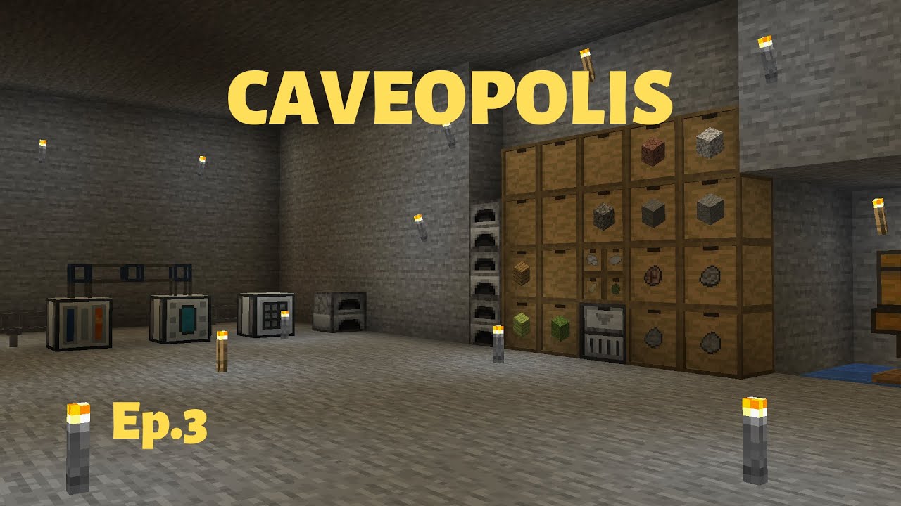 MInecraft Caveopolis Ep.3 Proper Storage and getting into machines ...