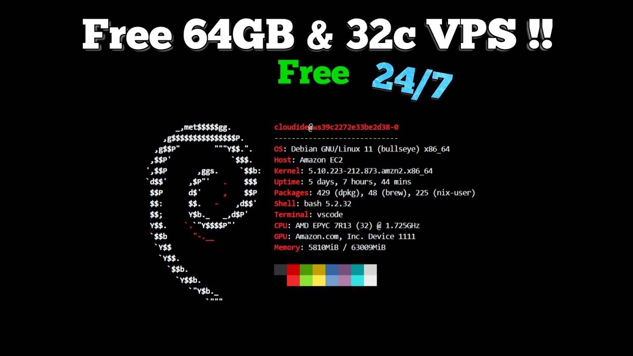 Free Vps 24/7 With Panel 64gb ram 32Core Cpu | Biralo Gaming - YouTube