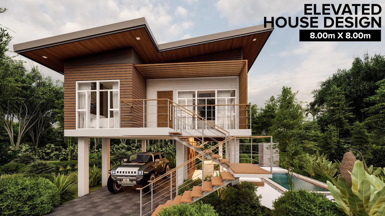 Elevated House Design (8m x 8m) - YouTube
