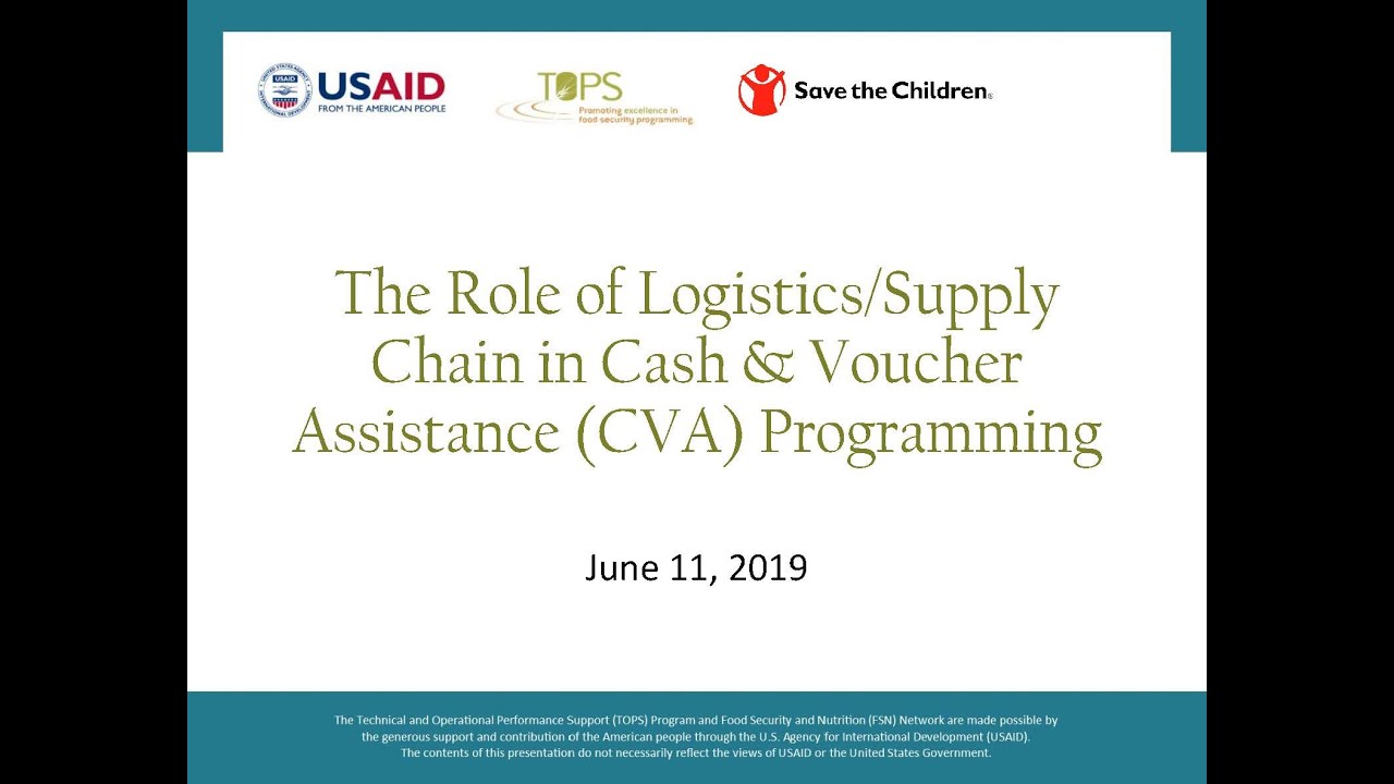 The Role of Logistics/Supply Chain in Cash & Voucher Assistance (CVA ...