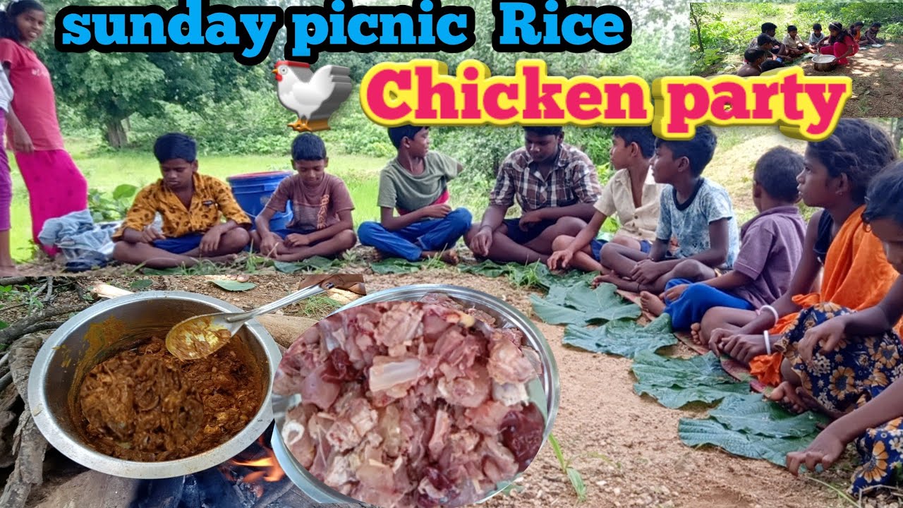 Sunday picnic rice chicken party🐓 picnic । desi chicken cooking and ...