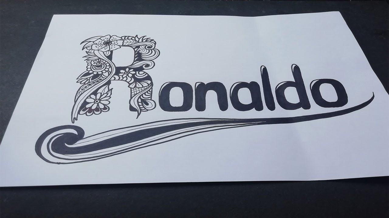 How to Doodle Name -RONALDO - Simple - YouTube