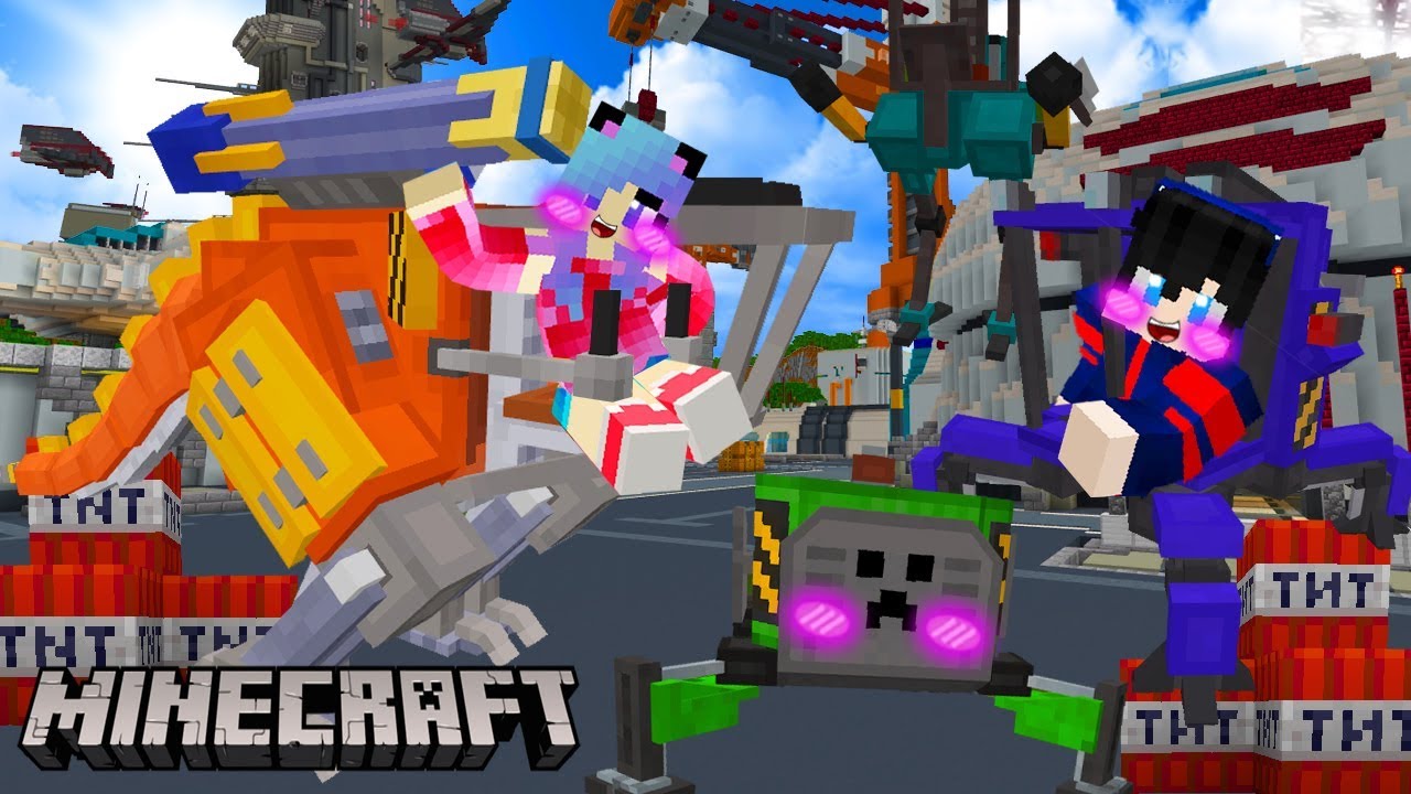 Minecraft หุ่นยนต์รบปกป้องโลกจากเอเลี่ยนมันม่วงสุดโหด Mech Suits - YouTube