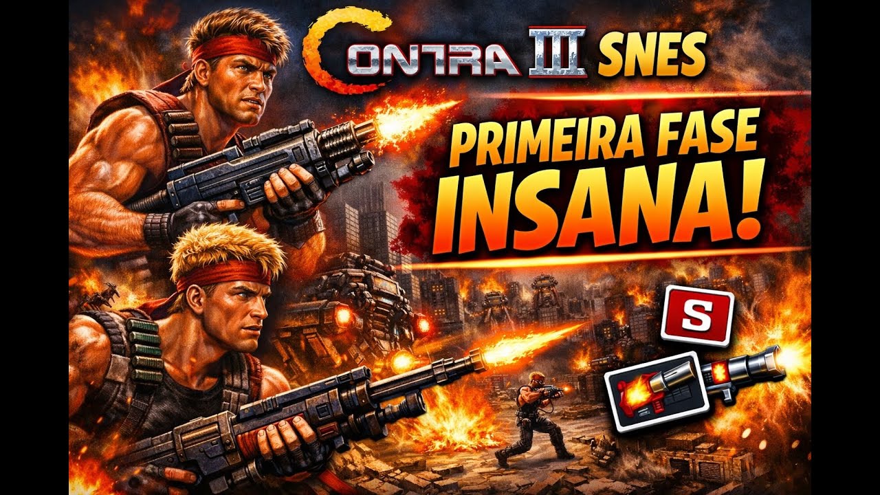 Contra III SNES – Primeira Fase Insana! Tiros, Explosões e Clássico ...
