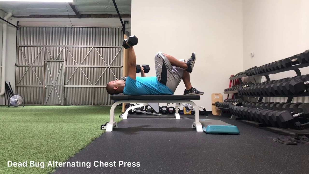 Dead Bug Alternating Chest Press - YouTube