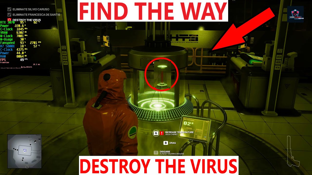 Hitman 1 Find the way Keycard Destroy the virus DNA Specific Virus ...