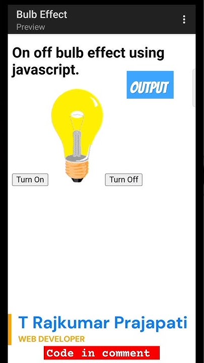 Bulb On Off Effect Using Html And Js Css Javascript Coding Webdeveloper Codewithharry