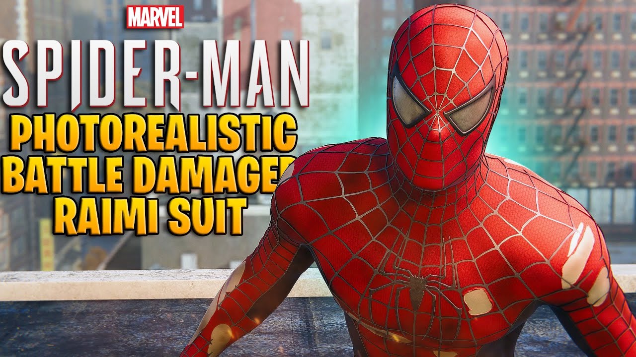 Photorealistic DAMAGED Raimi SPIDER-MAN 2 SUIT! - Spider-Man PC Mods ...