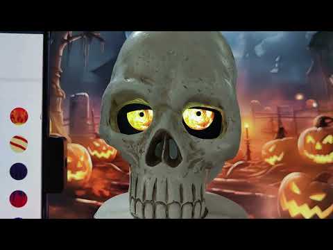Halloween Electronic Eye Skull – ESP32-C3 Project with App Control & GIF Animation Upload!