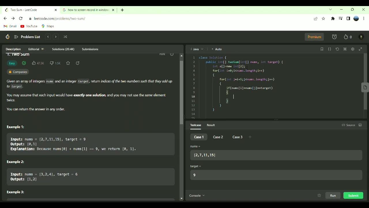 LEETCODE PROBLEM -- 1|| TWO SUM by using JAVA ||TAMIL|| #leetcode #placement - YouTube