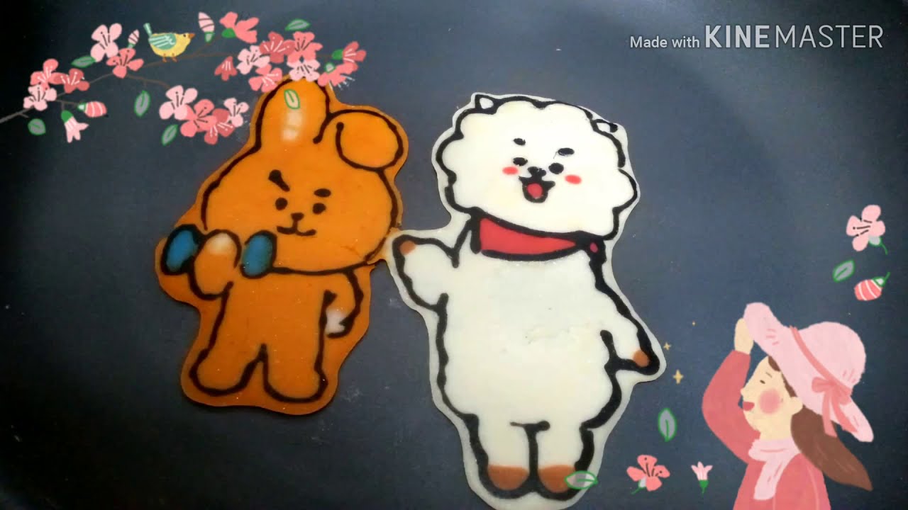 BT21 pancake art 방탄 캐릭터 팬케이크 아트 - YouTube