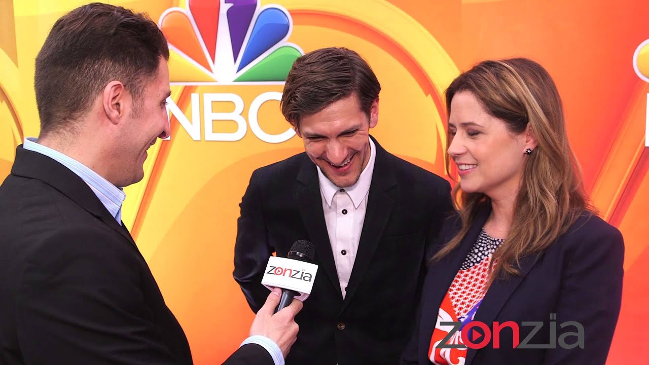 Jenna Fischer & Mathew Baynton at the NBC Upfront with BTVRtv's Arthur ...