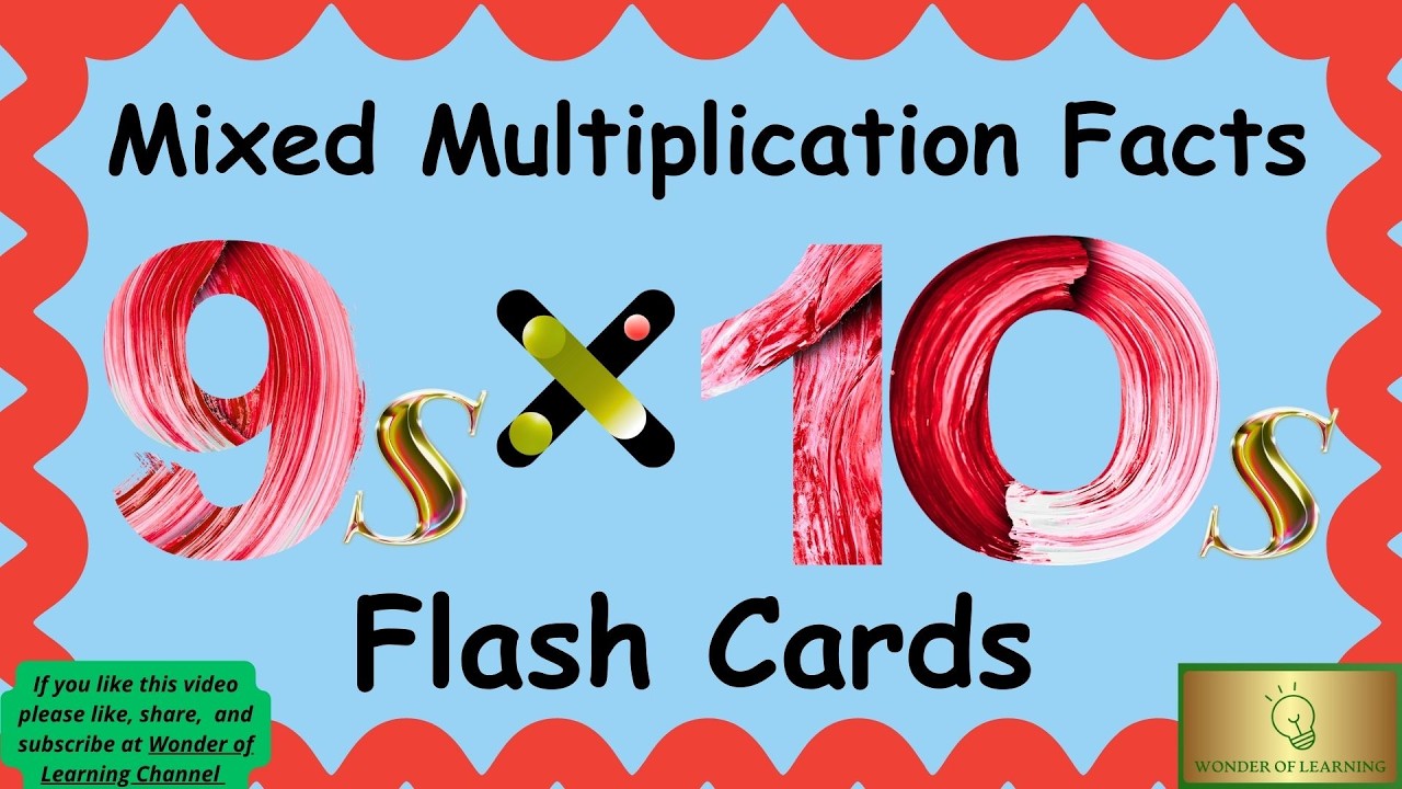 9s and 10s Mixed Multiplication Facts Flash Cards for Kids, 2nd and 3rd ...
