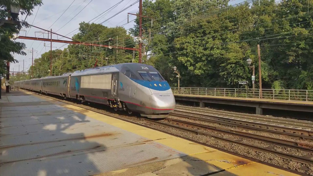 Amtrak Acela Express at Metuchen Station - YouTube
