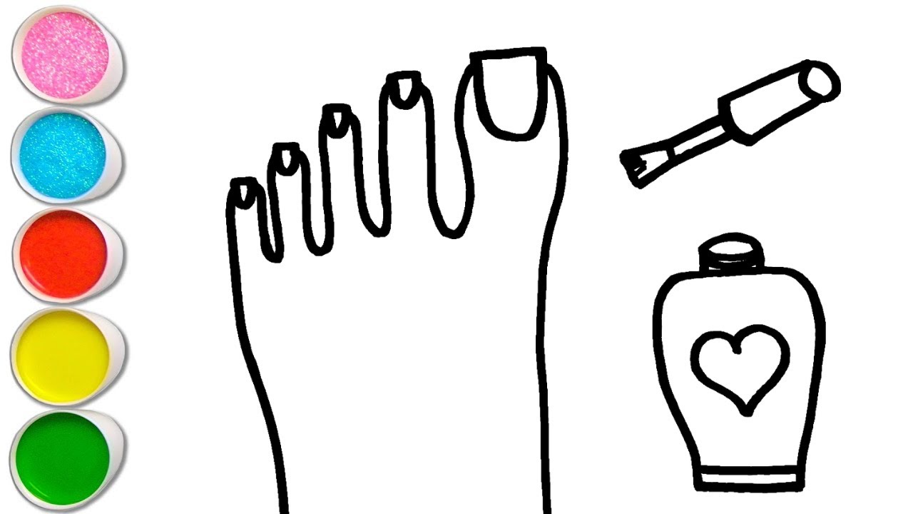 Drawing And Coloring A Foot With Rainbow Nailpolish | Drawings For Kids ...