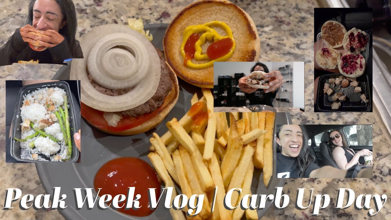 PEAK WEEK VLOG | CARB UP DAY 1 | IN N OUT BURGERS & FRIES - YouTube