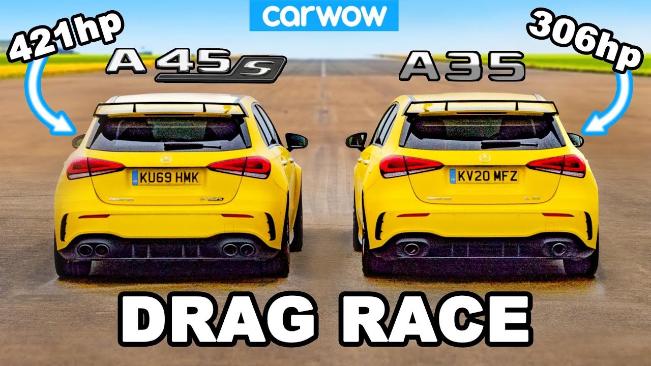 AMG A45 S v AMG A35 - DRAG RACE *worth the extra £12K?* - YouTube