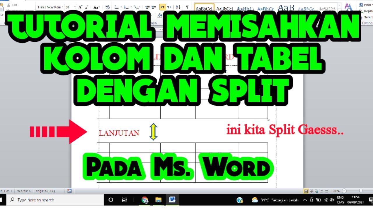 CARA MEMISAHKAN KOLOM TABEL WORD DENGAN SPLIT - YouTube