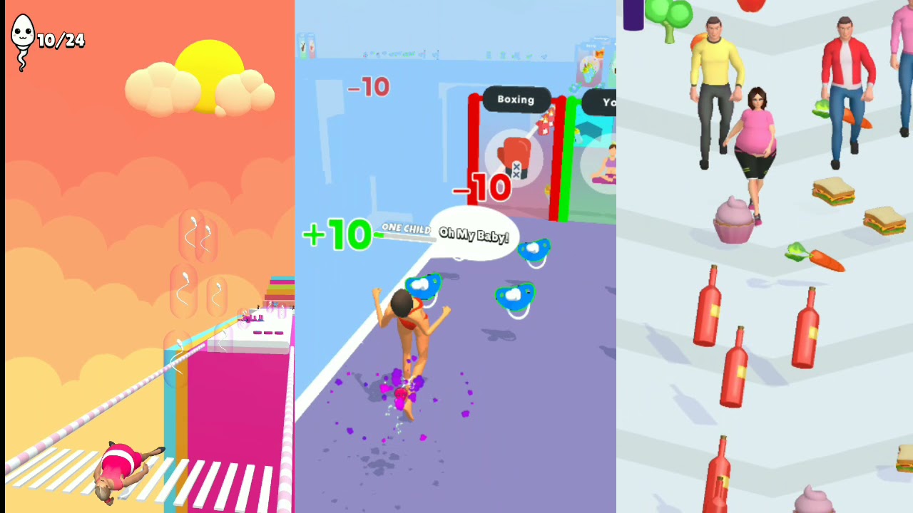 Mother Run vs Pregnant Run 3D vs Pregnant Runner challenge game play ...