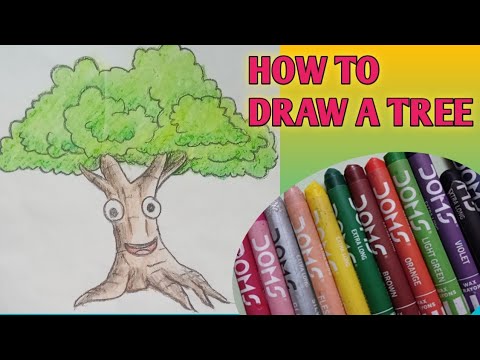 How to draw a tree 🌲 easy for beginners, step by step with wail pastels ...