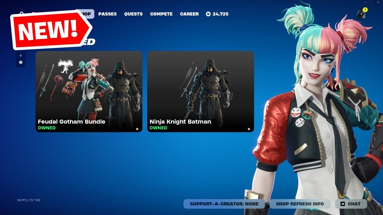 Fortnite New Shinobi Batman and Karuta harley Skins Bundle - YouTube