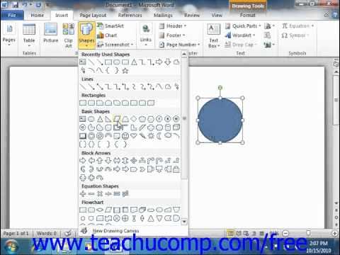Word 2010 Tutorial Inserting Shapes Microsoft Training Lesson 13.1 ...