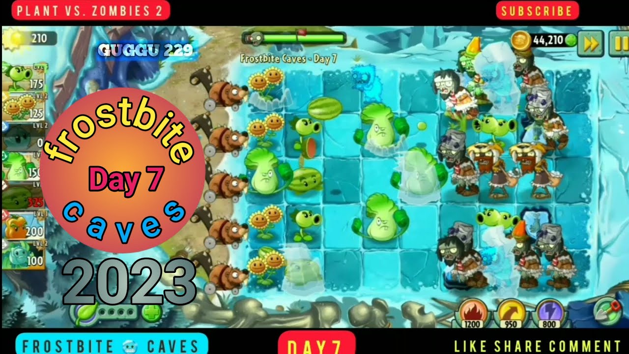 pvz|pvz2|plants vs zombies 2 frostbite caves day 7 walkthrough (live ...