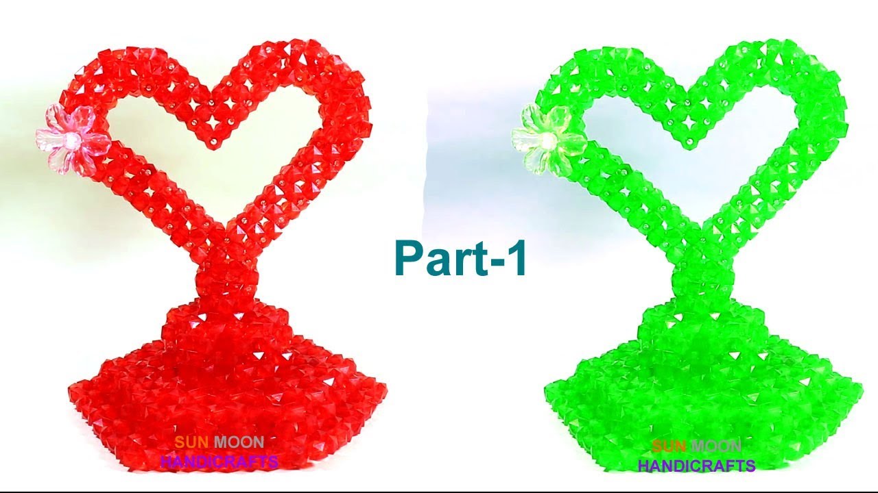 পুতির শো-পিস/ How to make beaded show-piece/ beaded love show-piece ...