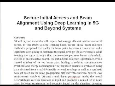 Secure Initial Access and Beam Alignment Using Deep Learning in 5G and Beyond Systems - YouTube