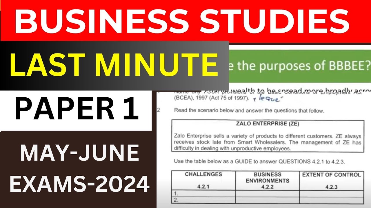 LAST MINUTE: 2024 BUSINESS STUDIES PAPER 1 GRADE 12 FINAL REVISION ...