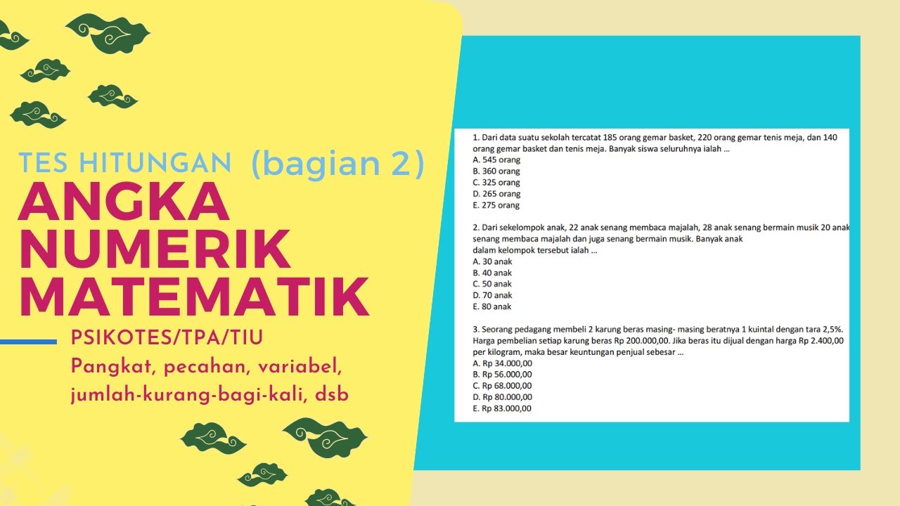 Tes Hitungan Angka Numerik (diagram ven, kecepatan, dsb) - YouTube