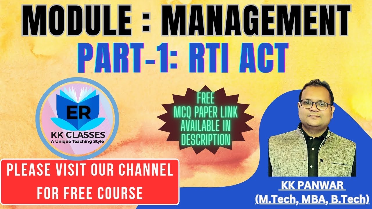 PART -1 RTI ACT || MODULE (MANAGEMENT) || BSNL LDCE JTO(T) TO SDE(T)ll LICE SDE -AGM ll #BSNL # ...
