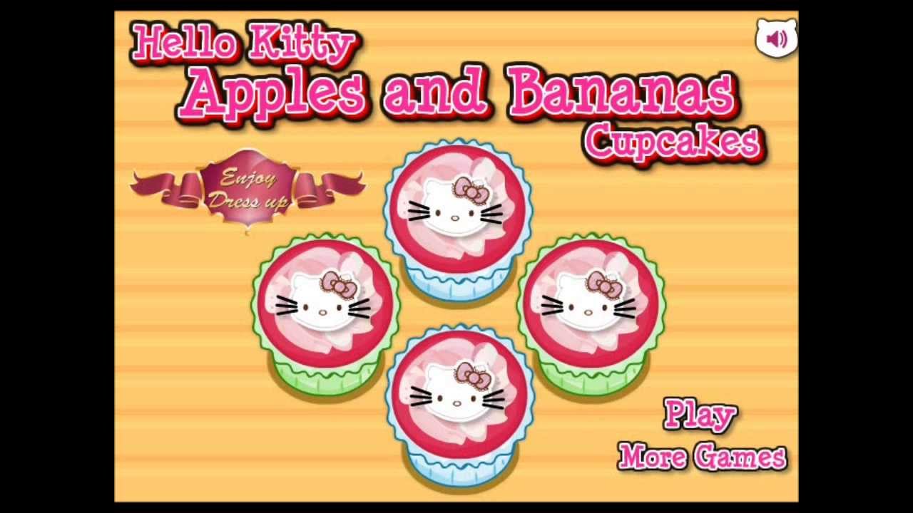 Hello Kitty Apples and Bananas Cupcakes video-Great Cooking Game - YouTube
