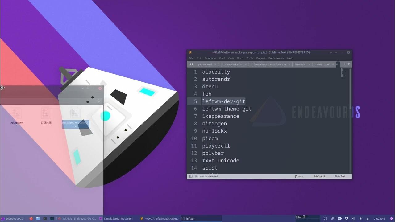 ArcoLinux : 2804 IT is all Arch Linux - EndeavourOS - Installing Leftwm - YouTube