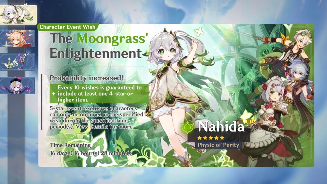 The Moongrass’ Enlightenment Nahida First Banner | Genshin Impact 3.1 ...
