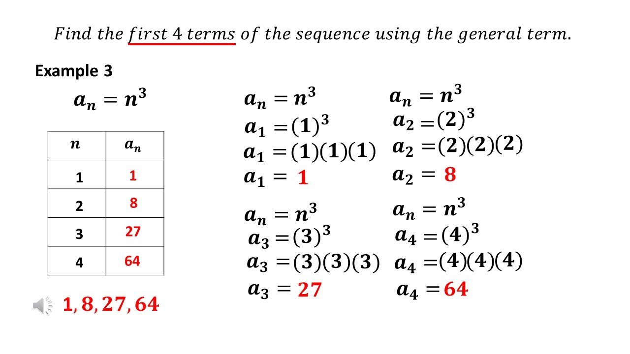 Find the terms of sequence using the General term - YouTube